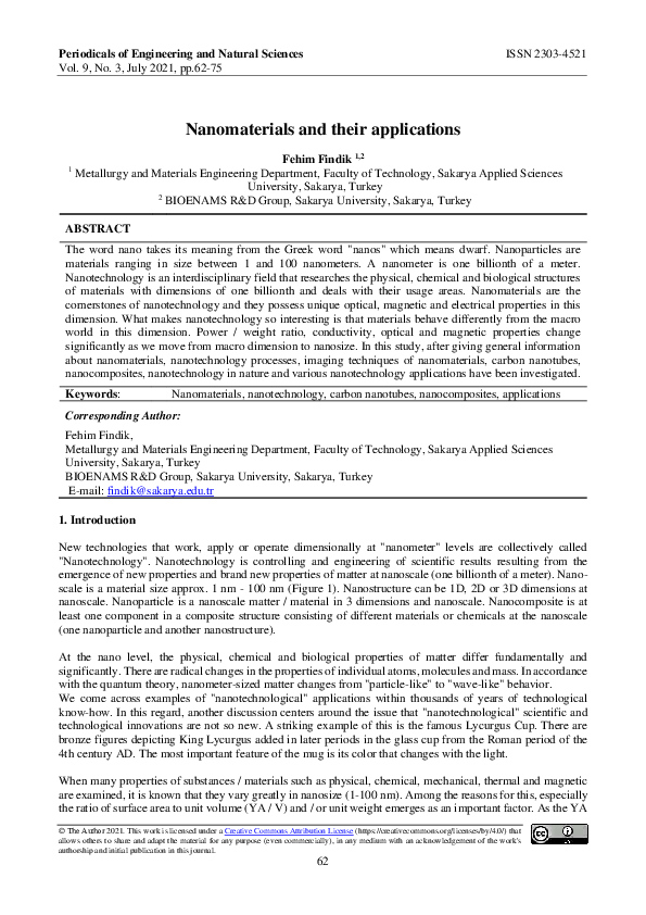 (PDF) Nanomaterials and their applications