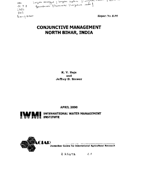 (PDF) Conjunctive management, North Bihar, India