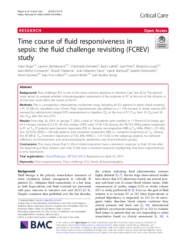 (PDF) Time course of fluid responsiveness in sepsis: the fluid ...
