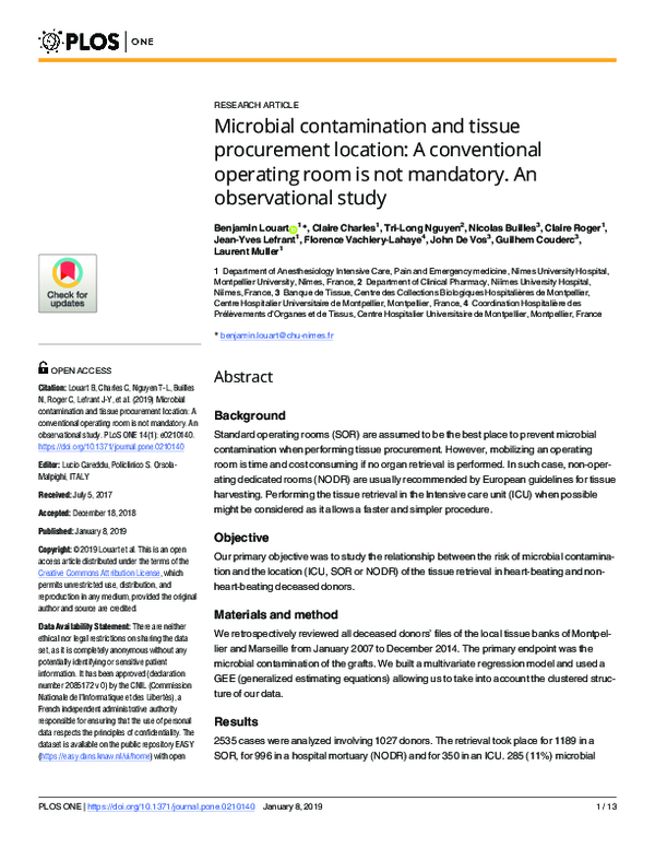 (PDF) Microbial contamination and tissue procurement location: A ...