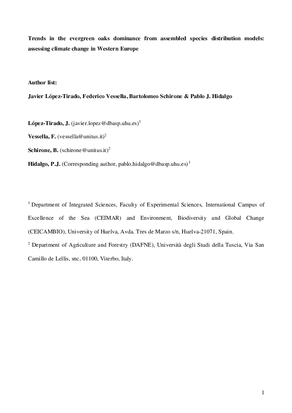 (PDF) Trends in evergreen oak suitability from assembled species ...