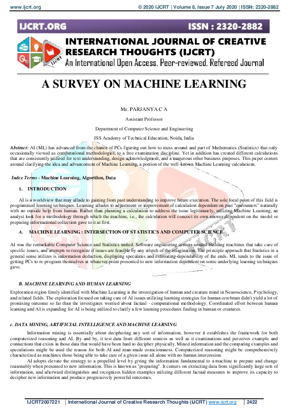 (PDF) A Survey on Machine Learning