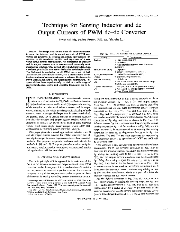 (PDF) Technique for sensing inductor and DC output currents of PWM DC-DC converter