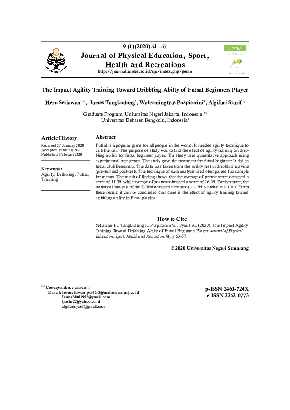 (PDF) The Impact Agility Training Toward Dribbling Abilty of Futsal ...