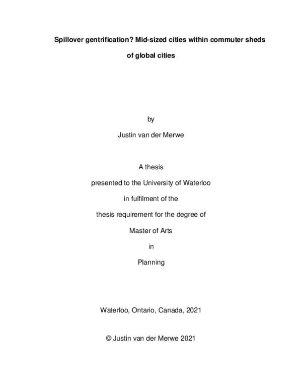 (PDF) Spillover Gentrification Mid Sized Cities Within Commuter Sheds ...