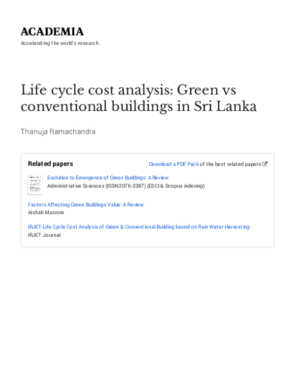 (PDF) LIFE CYCLE COST ANALYSIS: GREEN VS CONVENTIONAL BUILDINGS IN SRI LANKA