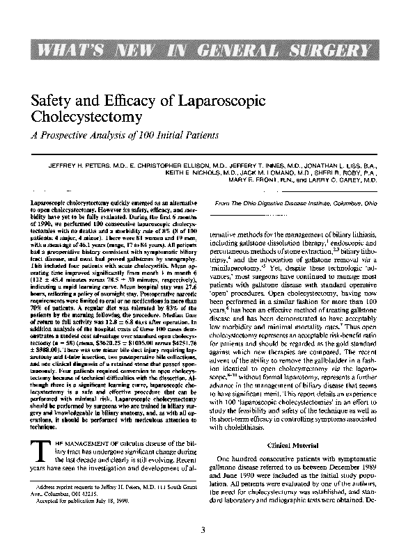 (PDF) Safety and Efficacy of Laparoscopic Cholecystectomy