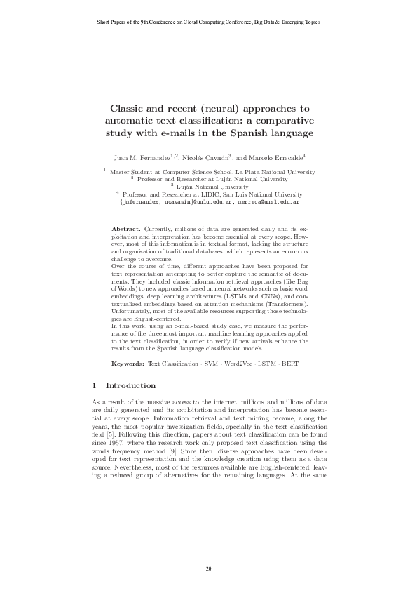 (PDF) Classic and recent (neural) approaches to automatic text classification : A comparative ...
