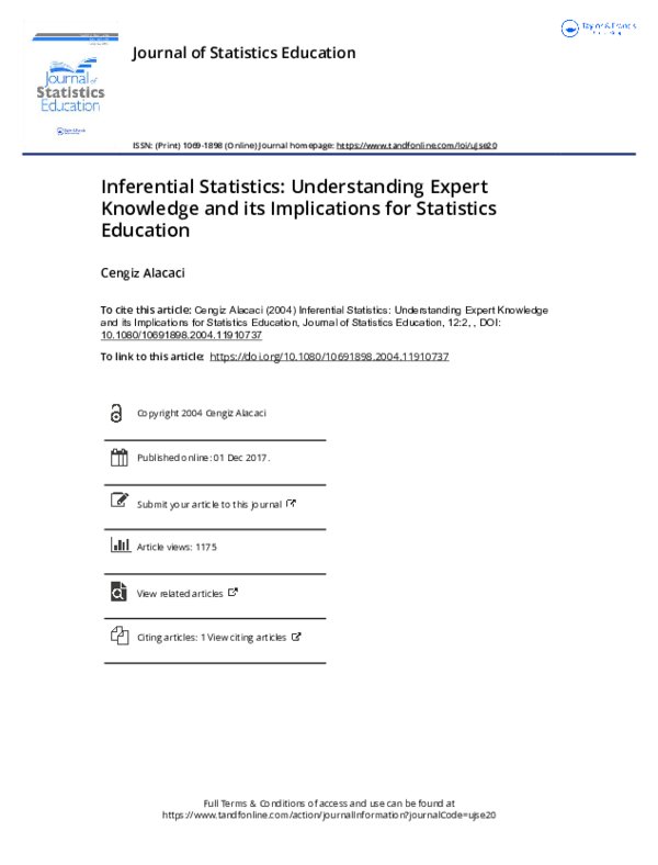 (PDF) Inferential Statistics: Understanding Expert Knowledge and its ...