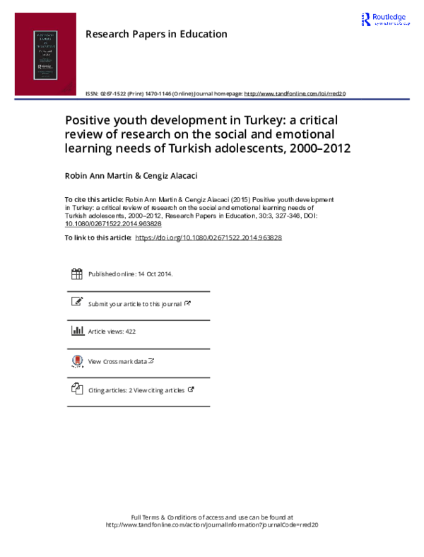 (PDF) Positive youth development in Turkey: a critical review of ...
