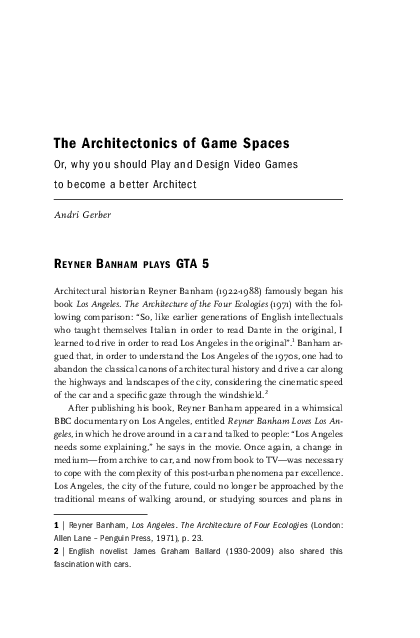 (PDF) The Architectonics of Game Spaces