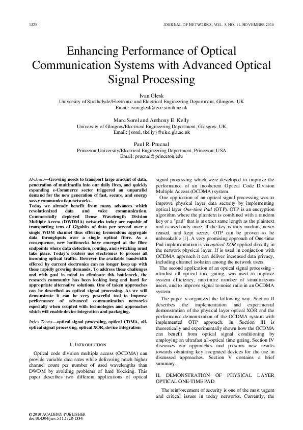 (PDF) Enhancing Performance of Optical Communication Systems with ...