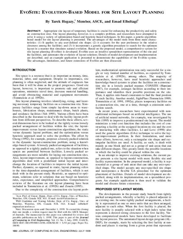 (PDF) EvoSite: Evolution-Based Model for Site Layout Planning