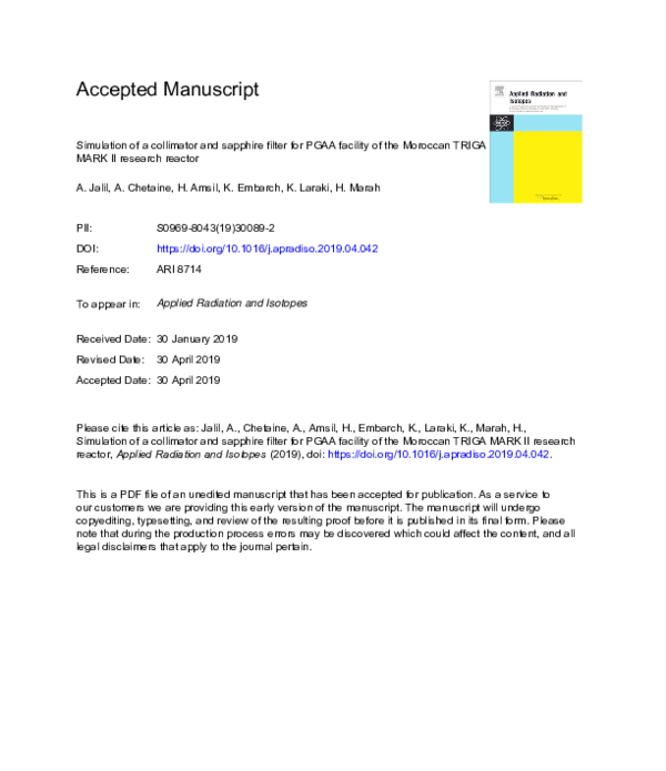 (PDF) Simulation of a collimator and sapphire filter for PGAA facility of the Moroccan TRIGA ...