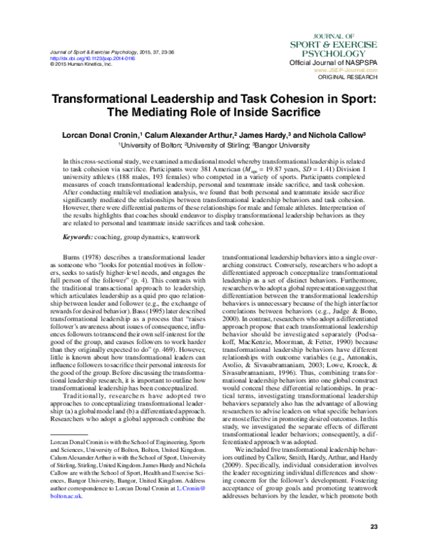 (PDF) Transformational leadership and task cohesion in sport: The ...