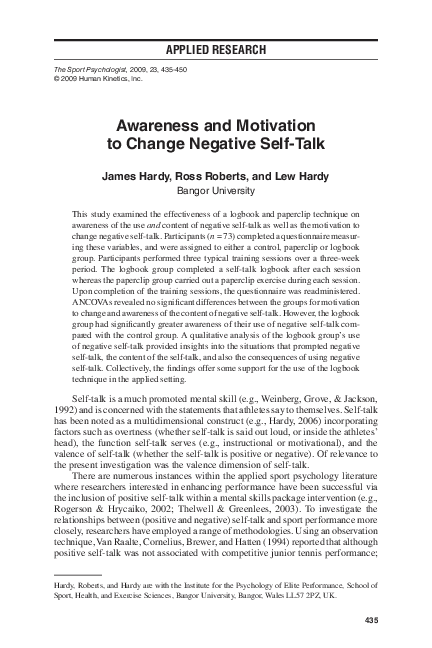 (PDF) Awareness and Motivation to Change Negative Self-Talk