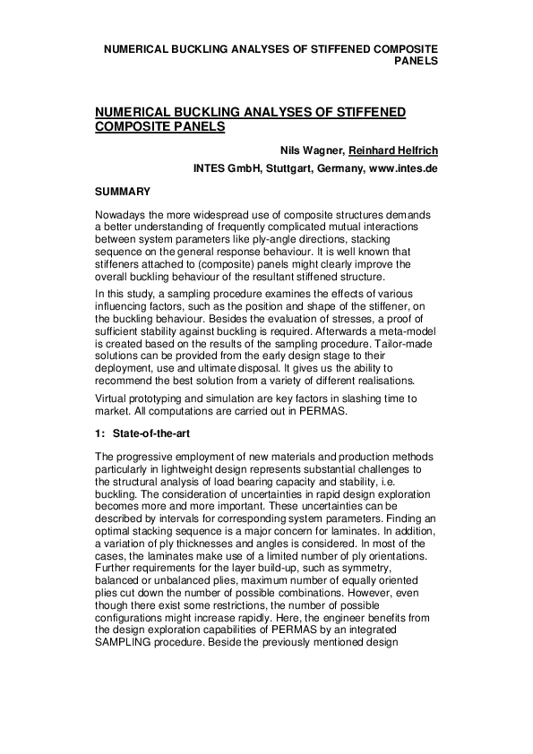 Pdf Numerical Buckling Analyses Of Stiffened Composite Panels Numerical Buckling Analyses Of