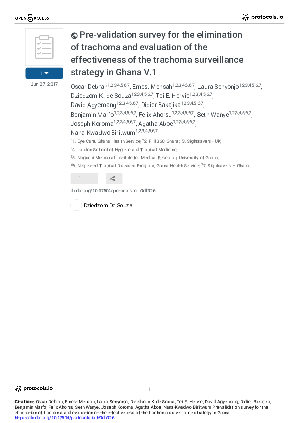 (PDF) Pre-validation survey for the elimination of trachoma and ...