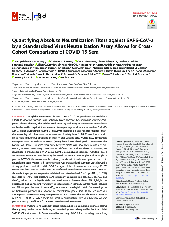 (PDF) Quantifying Absolute Neutralization Titers against SARS-CoV-2 by ...