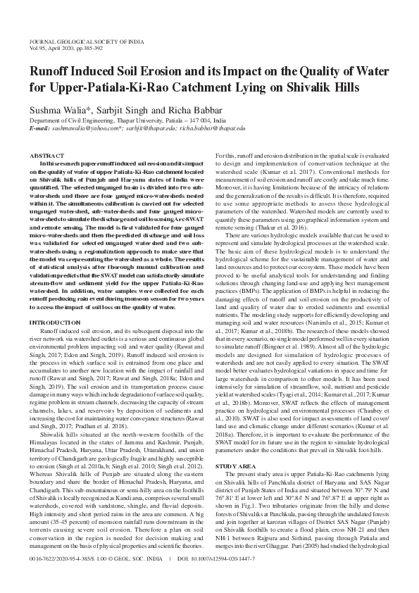 (PDF) Runoff Induced Soil Erosion and its Impact on the Quality of ...