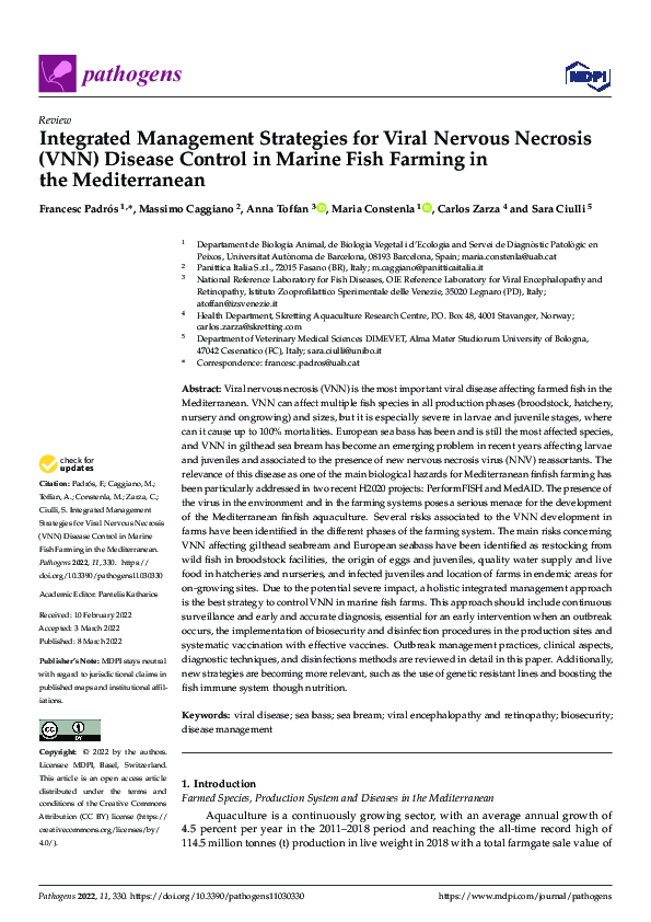 (PDF) Viral Nervous Necrosis Control in Fish Farming