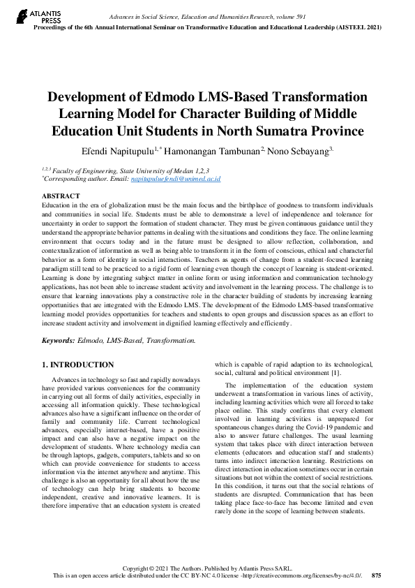 (PDF) Development of Edmodo LMS-Based Transformation Learning Model for ...