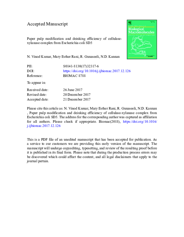 (PDF) Paper pulp modification and deinking efficiency of cellulase ...