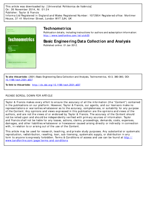 (PDF) Basic Engineering Data Collection and Analysis