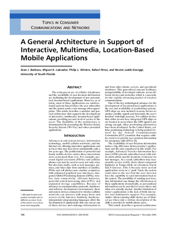 Pdf A General Architecture In Support Of Interactive Multimedia Location Based Mobile