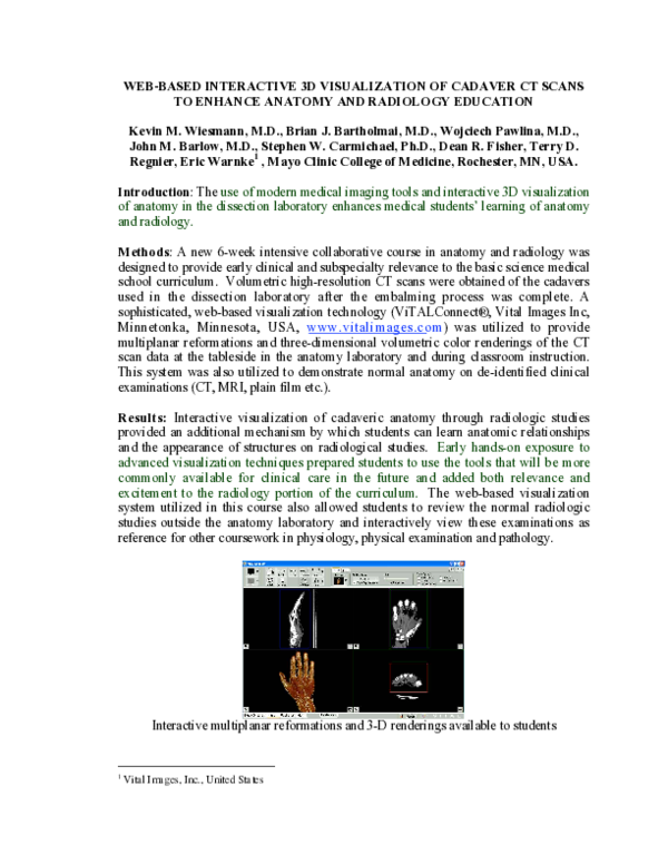 (PDF) Web-Based Interactive 3D Visualization of Cadaver CT Scans to ...