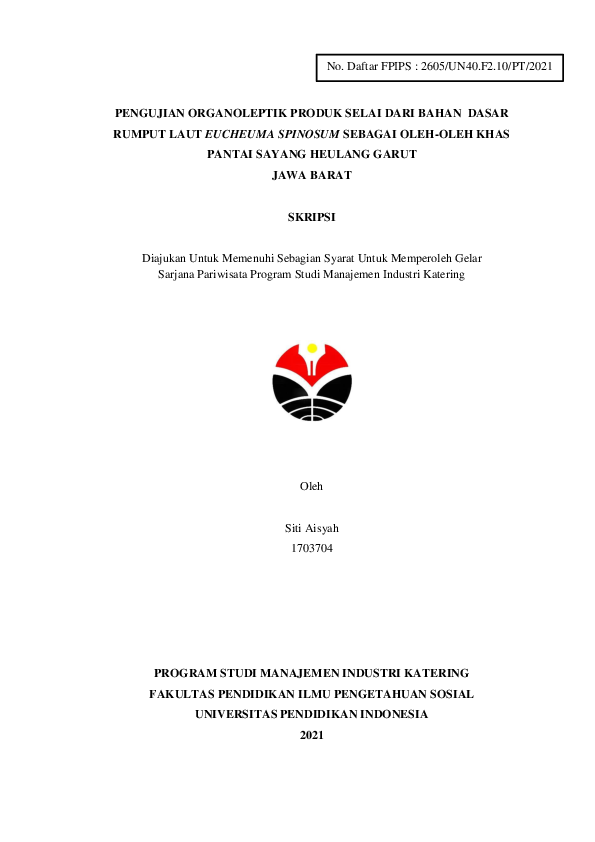 (PDF) Pengujian Organoleptik Produk Selai Dari Bahan Dasar Rumput Laut ...