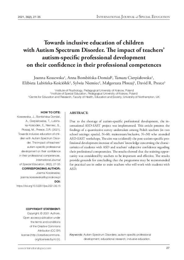 (PDF) Towards inclusive education of children with Autism Spectrum ...