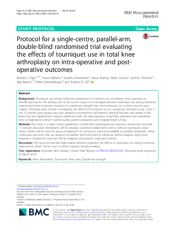 Pdf Protocol For A Single Centre Parallel Arm Double Blind Randomised Trial Evaluating The