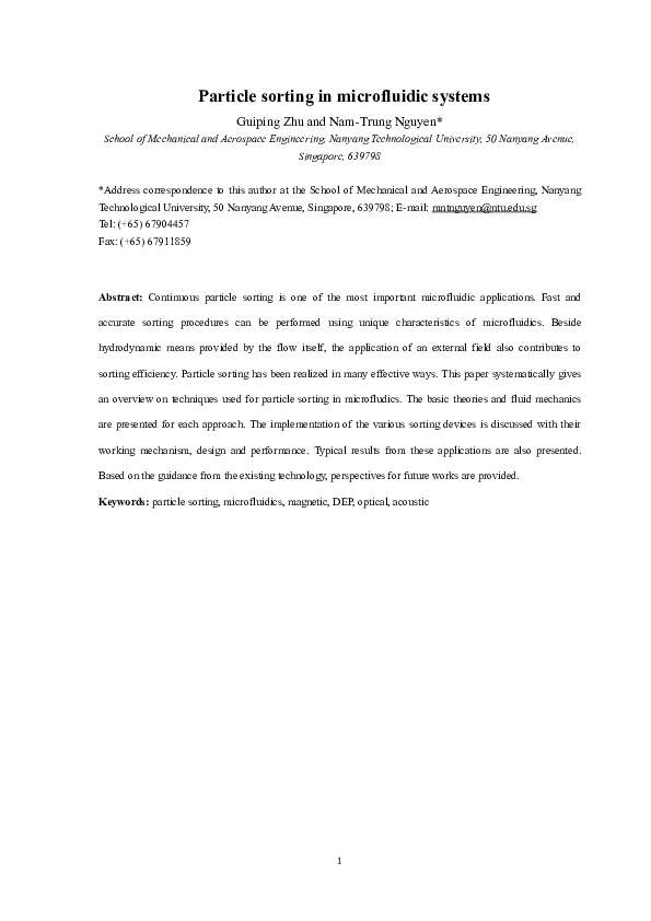 (PDF) Particle Sorting in Microfluidic Systems