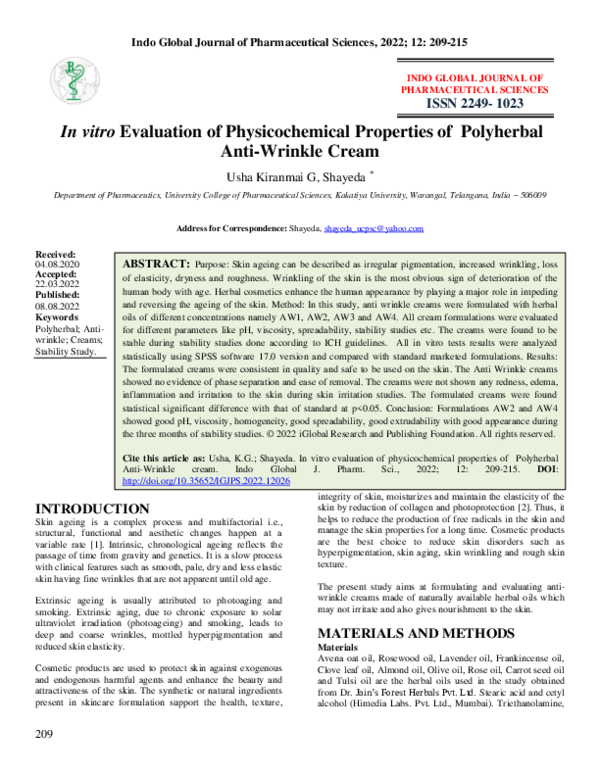 (PDF) In vitro Evaluation of Physicochemical Properties of Polyherbal ...