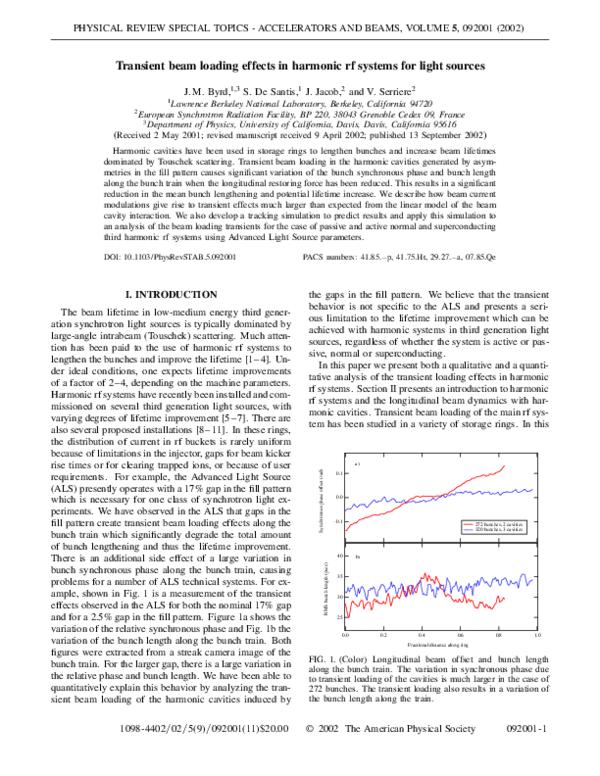 (PDF) Transient beam loading effects in harmonic rf systems for light sources
