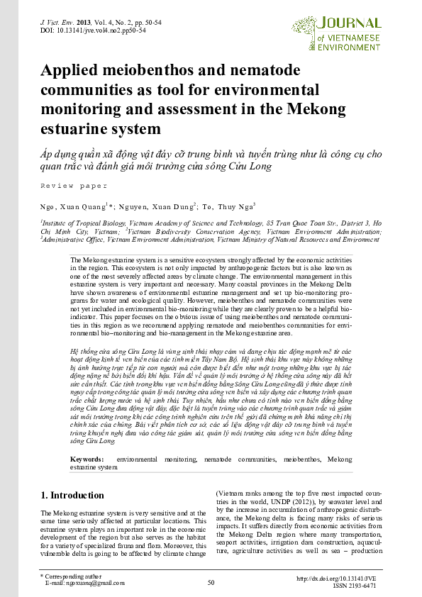 (PDF) Applied meiobenthos and nematode communities as tool for ...