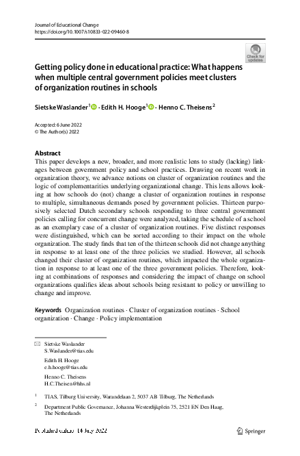 (PDF) Getting policy done in educational practice: What happens when ...