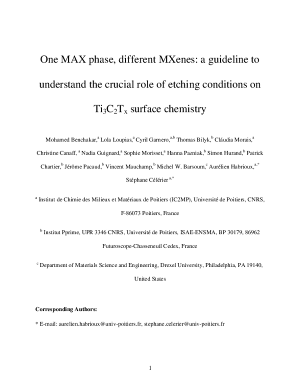 (PDF) One MAX phase, different MXenes: A guideline to understand the ...