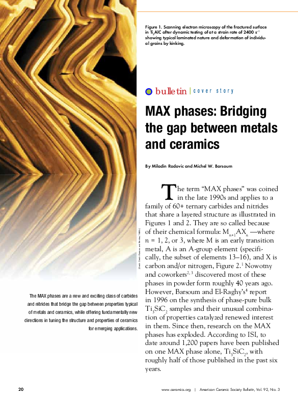 (PDF) MAX phases: Bridging the gap between metals and ceramics