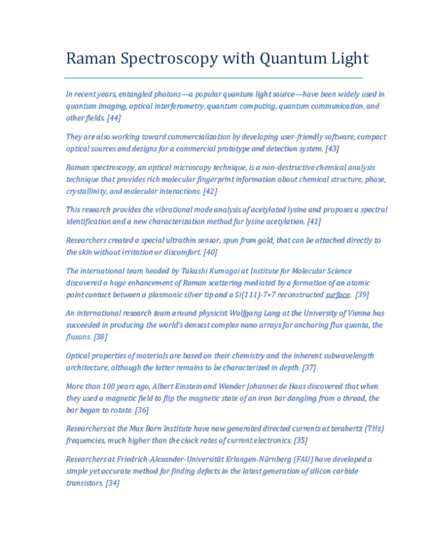 (PDF) Raman Spectroscopy with Quantum Light