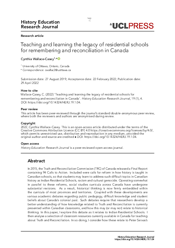 (PDF) Remembering and Reconciliation: Teaching and learning the legacy ...