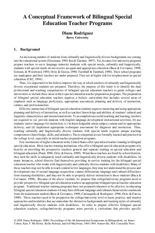 (PDF) A conceptual framework of bilingual special education teacher ...