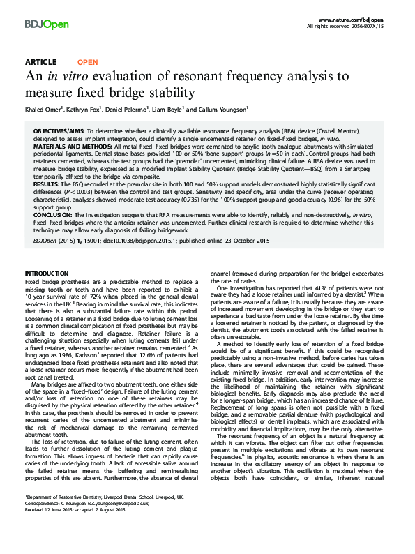 (PDF) An in vitro evaluation of resonant frequency analysis to measure ...