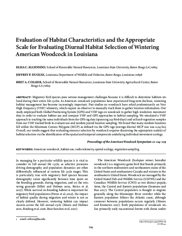 (PDF) Evaluation of Habitat Characteristics and the Appropriate Scale for Evaluating Diurnal ...