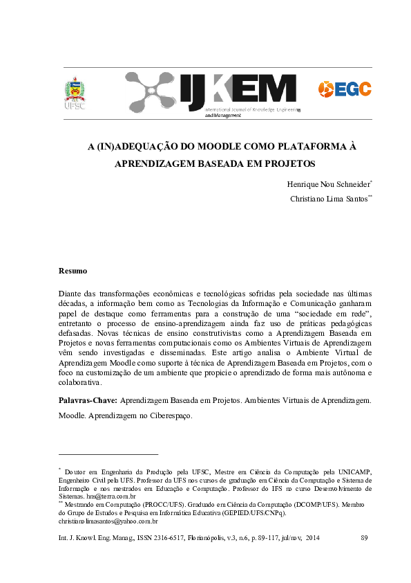 (PDF) A (In)Adequação Do Moodle Como Plataforma À Aprendizagem Baseada ...