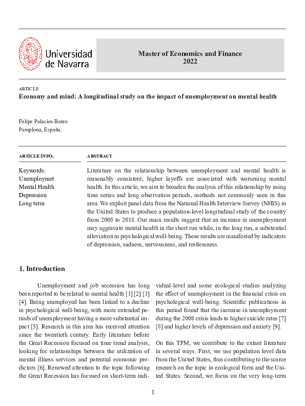 (PDF) Economy and mind: A longitudinal study on the impact of ...