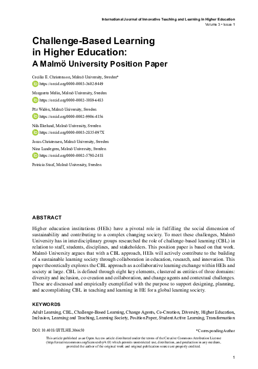 (PDF) Challenge-Based Learning in Higher Education