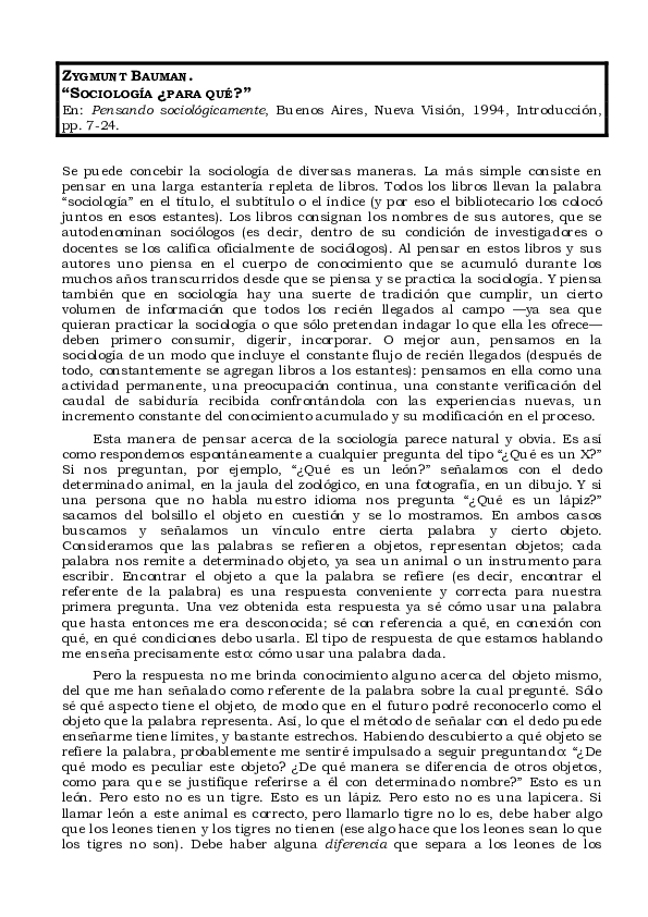 (PDF) Bauman-Pensando sociologicamente