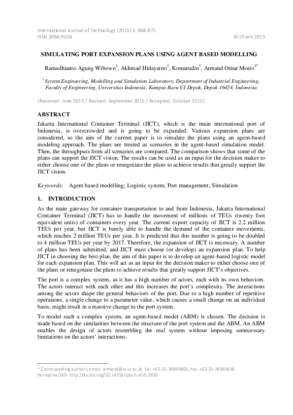 Simulating Port Expansion Plans using Agent based Modelling